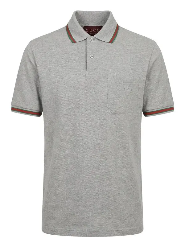 Gucci Cotton Piquet Polo Shirt With Embroidery - Grey