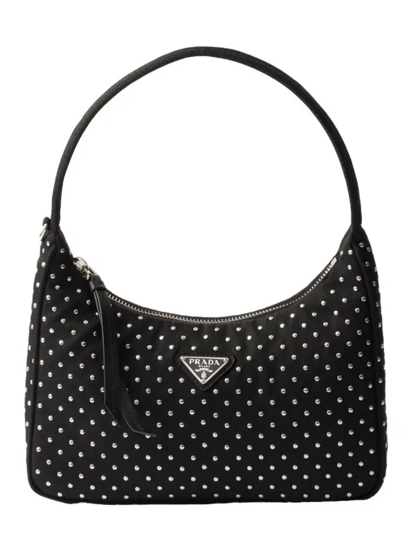 Prada Re-edition Re-nylon Mini Bag With Studs - Black