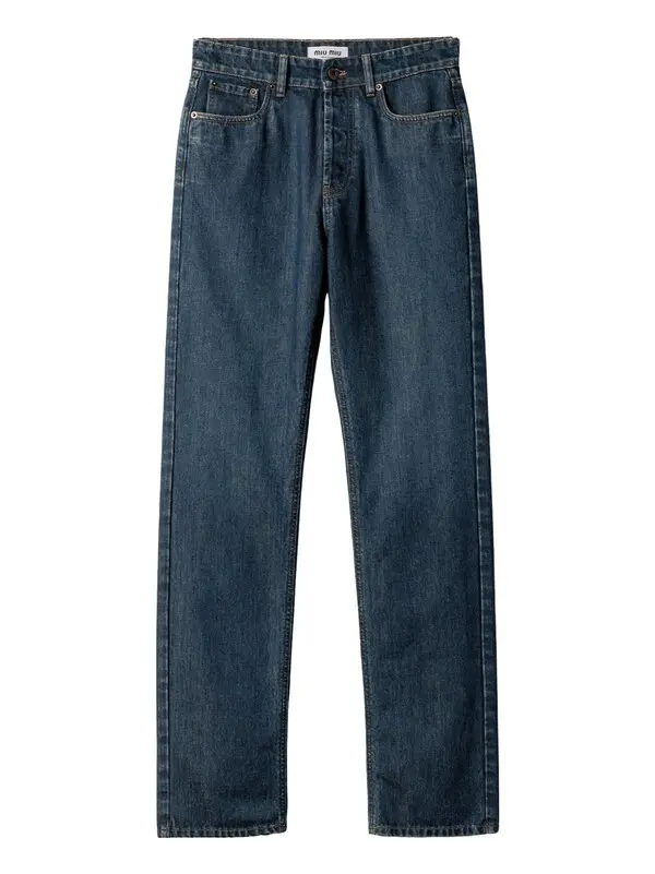 Miu Miu Five-pocket High Waist Straight Leg Jeans - Blue