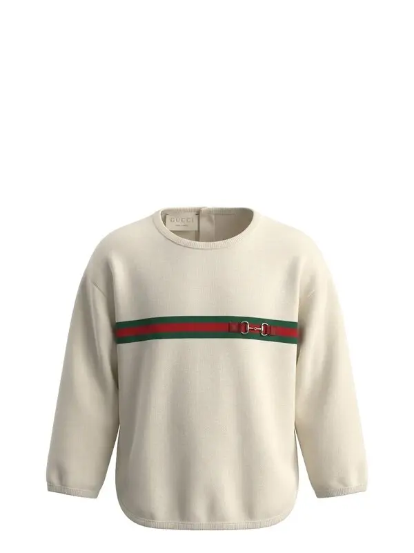 Gucci Cotton Sweatshirt With Web And Horsebit Detail - White