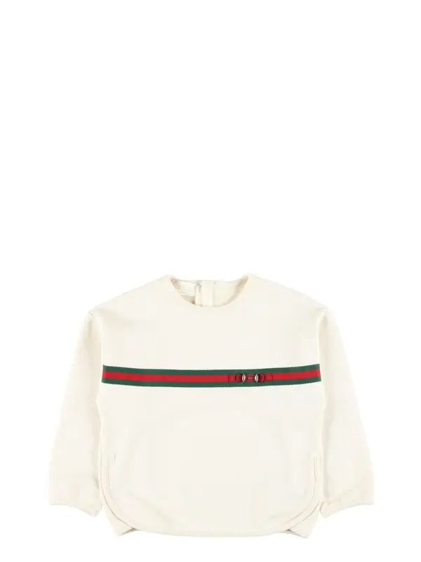 Gucci Baby Cotton Sweatshirt With Web - White