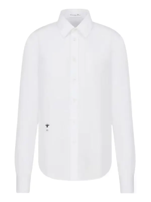 Dior Embroidered Bee Button-up Top - White