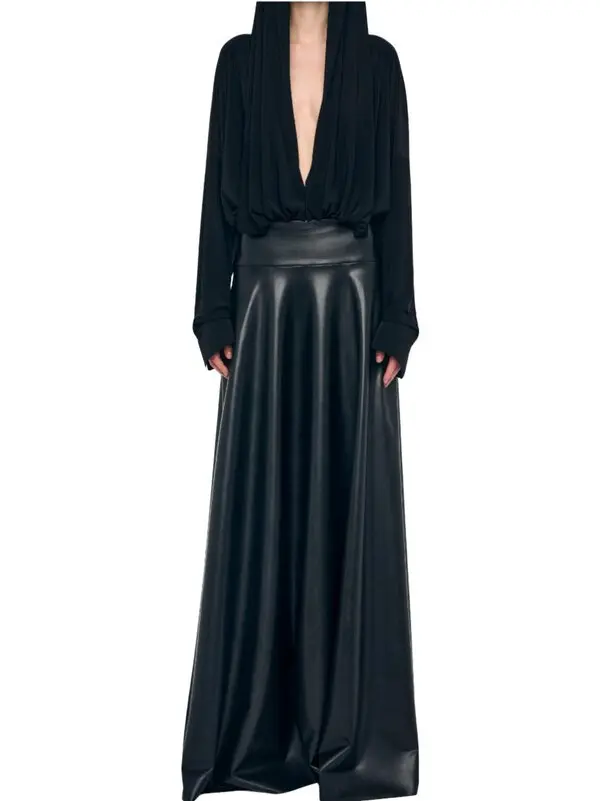 Norma Kamali Hooded Ruffled Blouse - Black