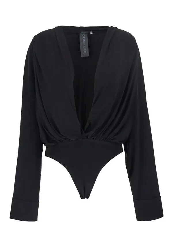 Norma Kamali Hooded Ruffled Blouse - Black