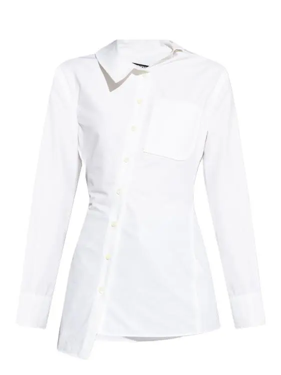 Jacquemus Asymmetric Hem Slim Fit Shirt - White