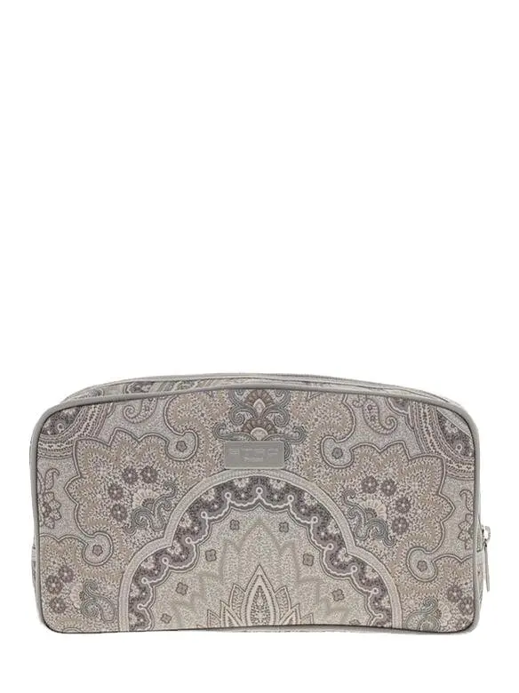 Etro Paisley Print Zipper Clutch - Gray