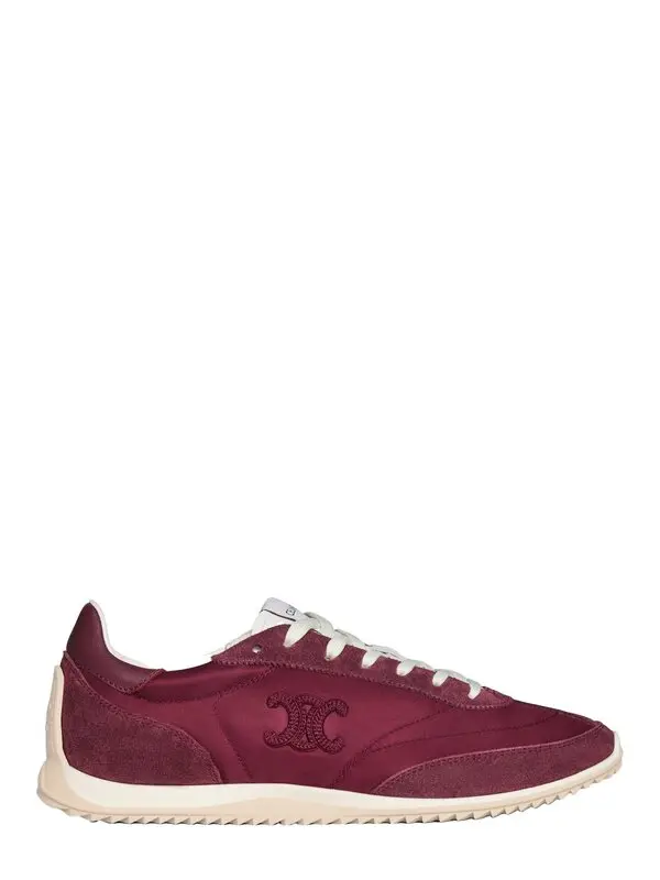 Celine Racer Low Top Sneakers In Nylon And Suede Calfskin - Burgundy