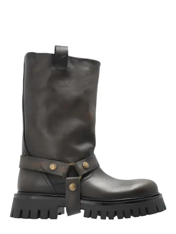 GOLDEN GOOSE Kurt Chunky Buckle-strap Leather Boots - Black