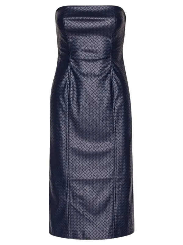ROTATE BY BIRGER CHRISTENSEN Midi Braided Strapless Dress - Black