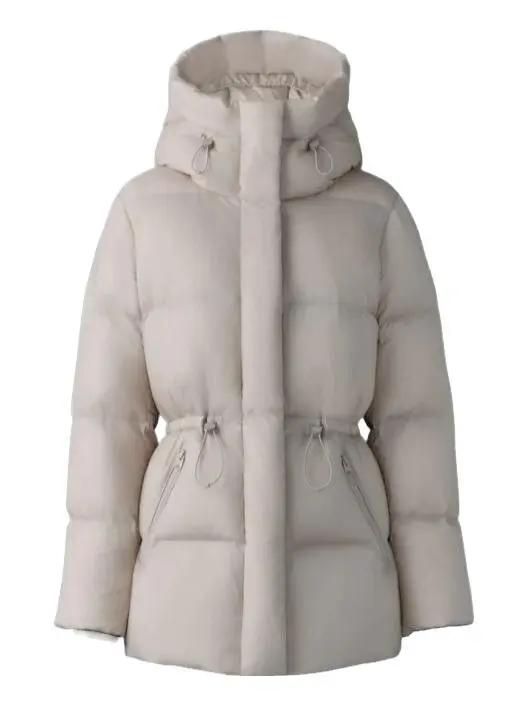 Mackage Long-sleeved Hooded Down Jacket With Drawstring Waist - Gray