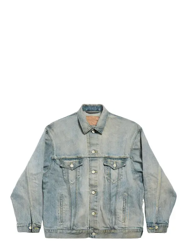 Balenciaga Regular Fit Denim Jacket With Embroidered Details - Gray