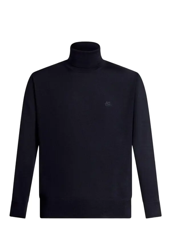 Etro Pegaso Embroidered Turtleneck Jumper - Black