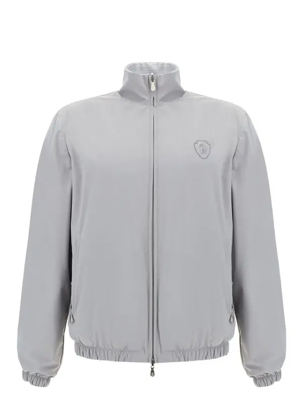 Brunello Cucinelli Logo Embroidered Reversible Jacket - Gray
