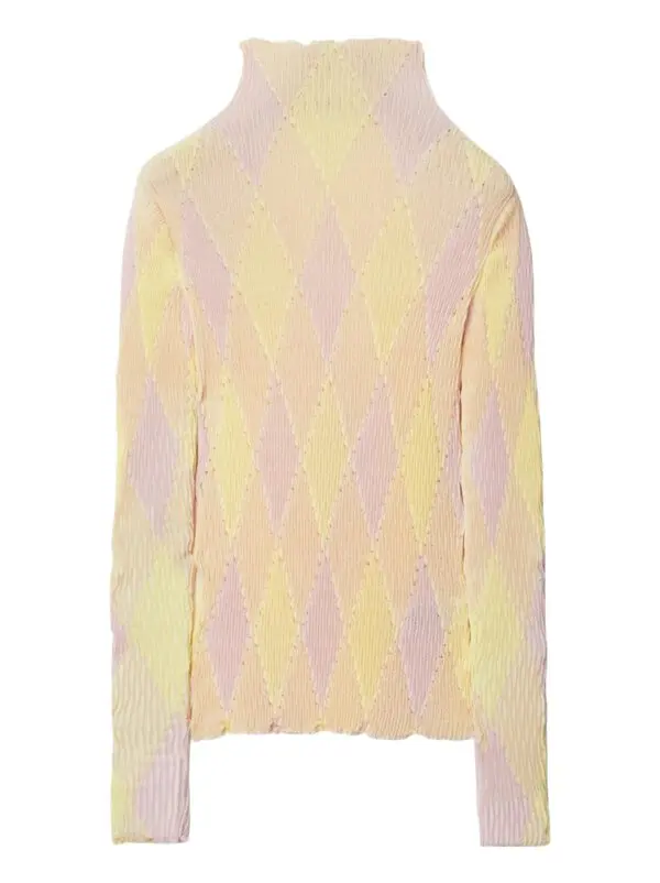 Burberry High-neck Argyle Knit Jumper - Nude