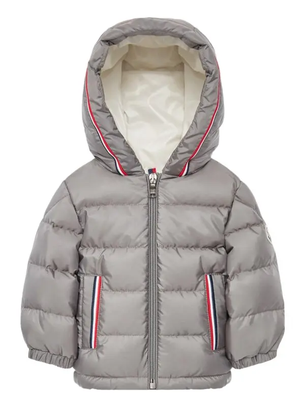 Moncler Merary Down Jacket With Hood And Trim - Grey
