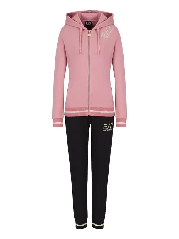 EA7 Hooded Zip-up Sweatshirt And Jogger Set - Pink