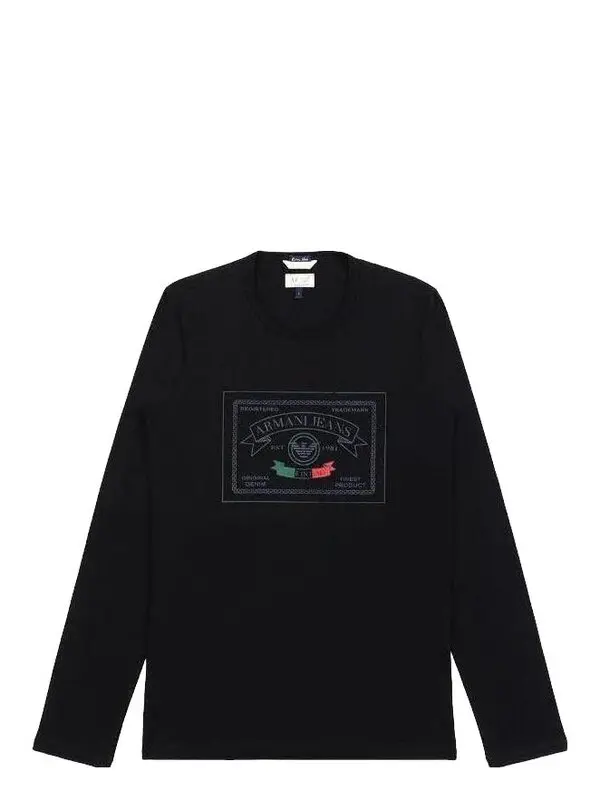 Emporio Armani T-shirt With Round Neck And Long Sleeves - Black