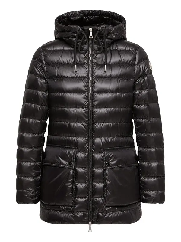 Moncler Jasmin Zip-up Quilted Down Jacket With Drawstring Hood - Black