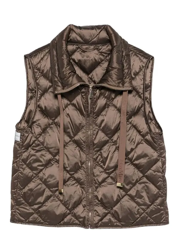 Max Mara Quilted Funnel Neck Gilet - Brown
