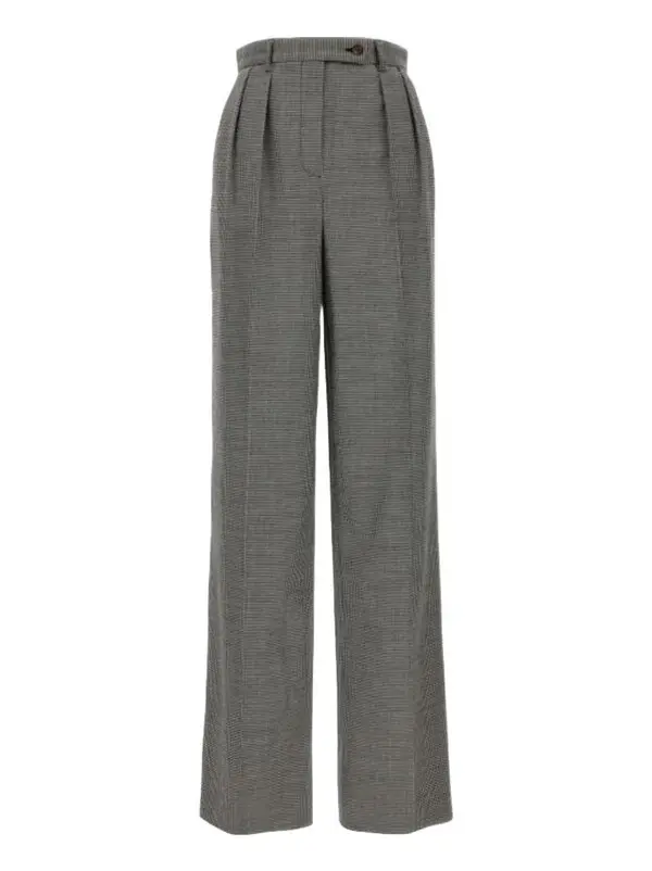 Rochas Houndstooth Wide Leg Pleated Trousers - Black