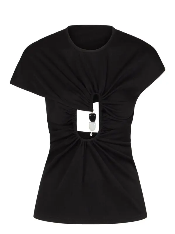Christopher Esber Pleated T-shirt With Cut-out Detail - Black