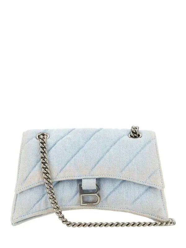 Balenciaga Denim Crush S Shoulder Bag - Blue