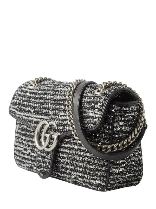 Gucci Gg Marmont Sequin Embellished Shoulder Bag - Black