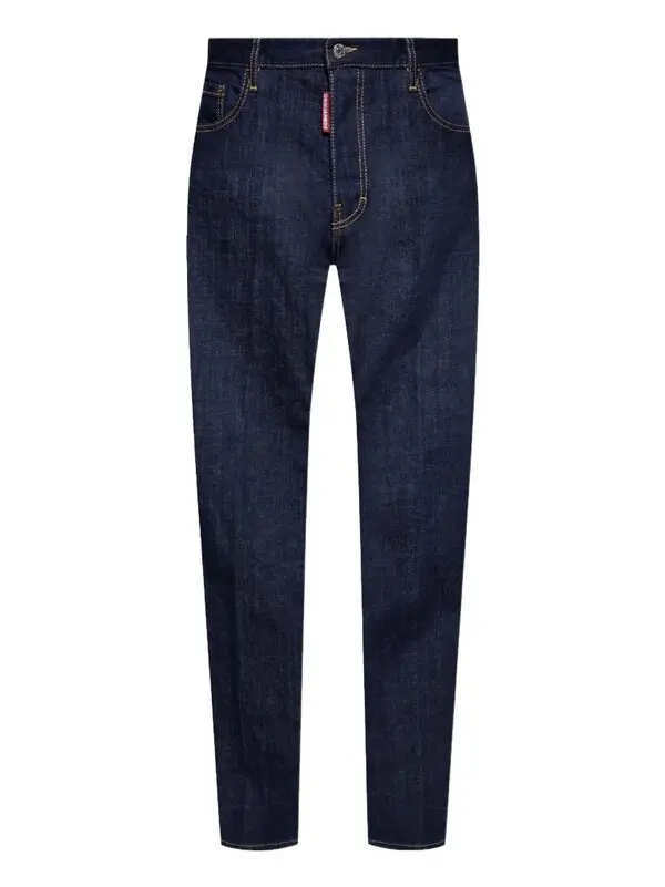 Dsquared2 Logo Patch Straight Leg Jeans - Black