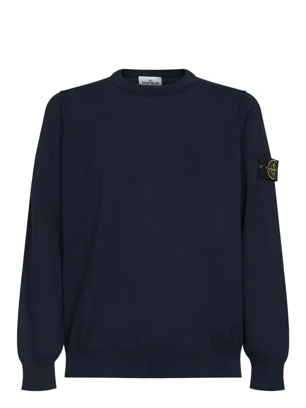 Stone Island Crew Neck Knitted Sweater With Ribbed Cuffs And Hem - No