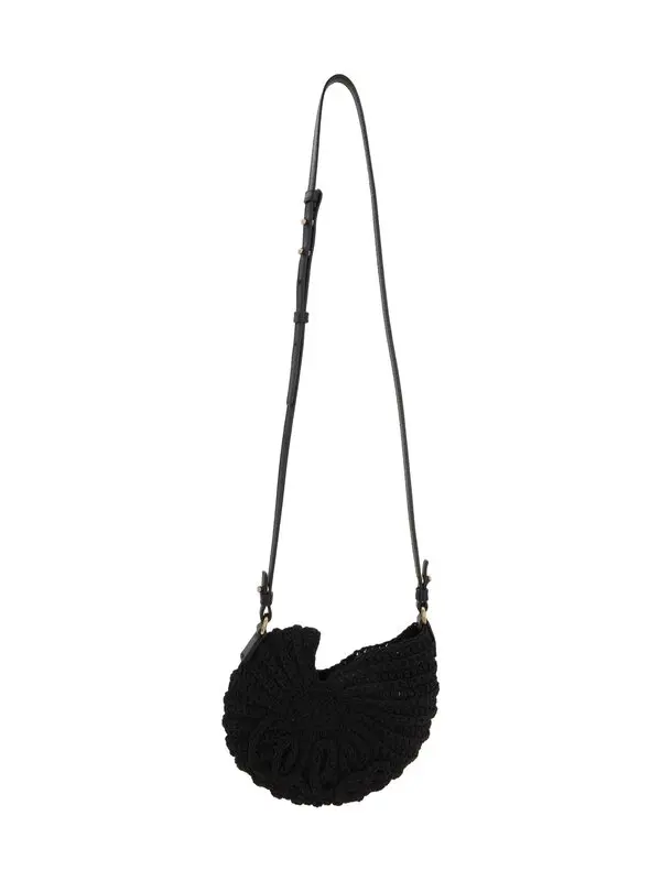 Chloé Logo Detailed Woven Crossbody Bag - Black