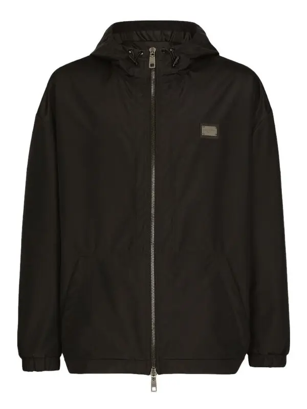 Dolce & Gabbana Logo Zip-up Hooded Jacket - Black
