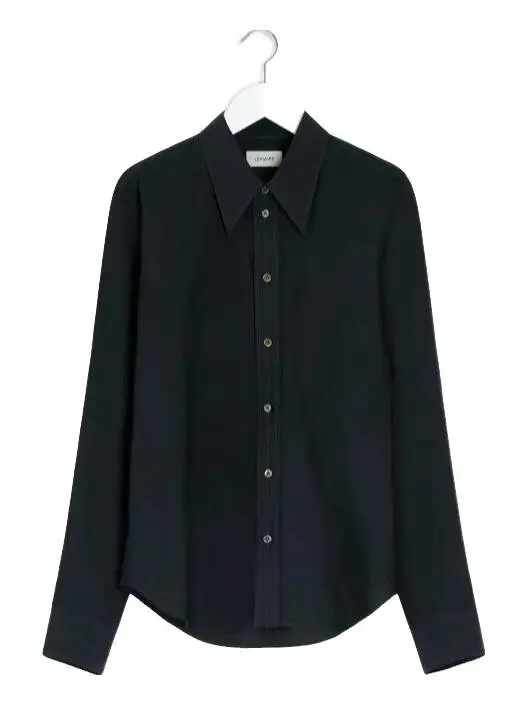 LEMAIRE Pointed Collar Poplin Shirt - Squid Ink