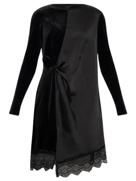 ALLSAINTS Lace Trim Mini T-shirt Dress - Black