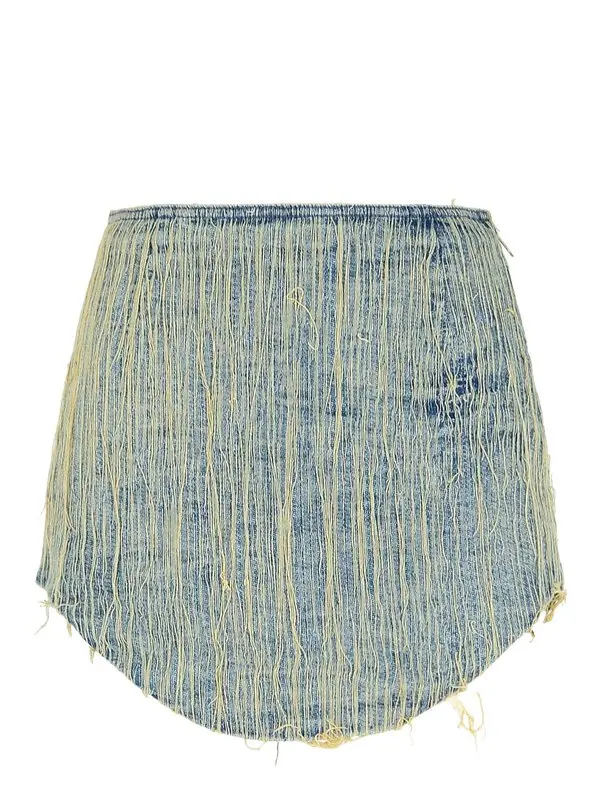 DIESEL® Frayed Asymmetric Denim Skirt - Light Blue