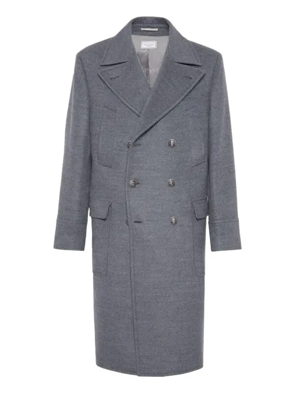 Brunello Cucinelli Double-breasted Long Coat - Gray