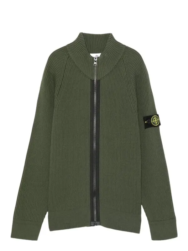 Stone Island Zip-up Ribbed Jacket - Military Green