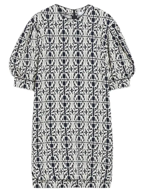 Max Mara Jacquard Jersey Dress With Monogram Design - White/blue