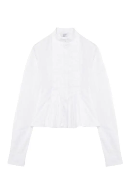 Alexander McQueen Mandarin Collar Peplum Shirt - Optical White