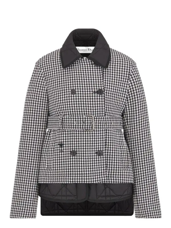 Dior 2-in-1 Peacoat With Checked Pattern And Removable Vest - Black