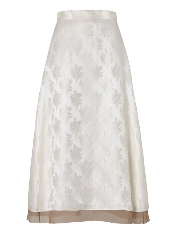Fendi Floral Jacquard Midi Skirt - White