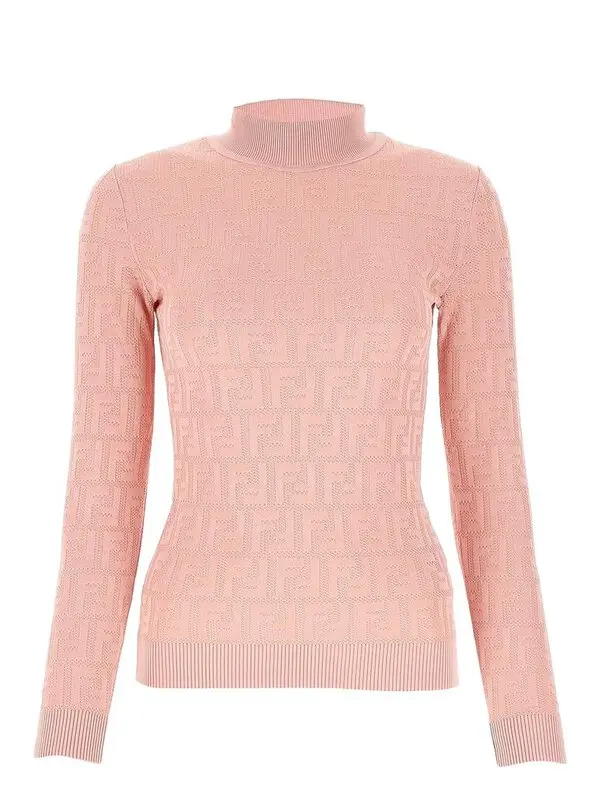 Fendi Ff Pattern High Neck Pullover - Nude
