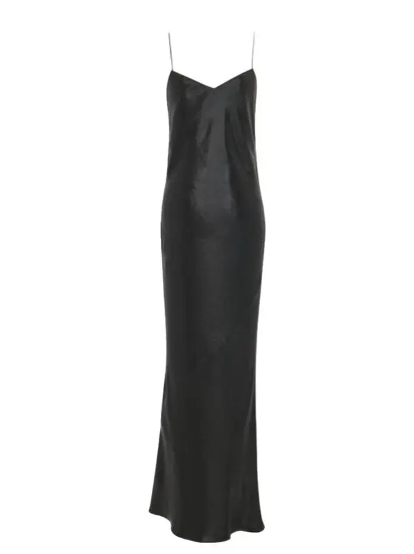 Saint Laurent Cowl Back Long Dress - Black
