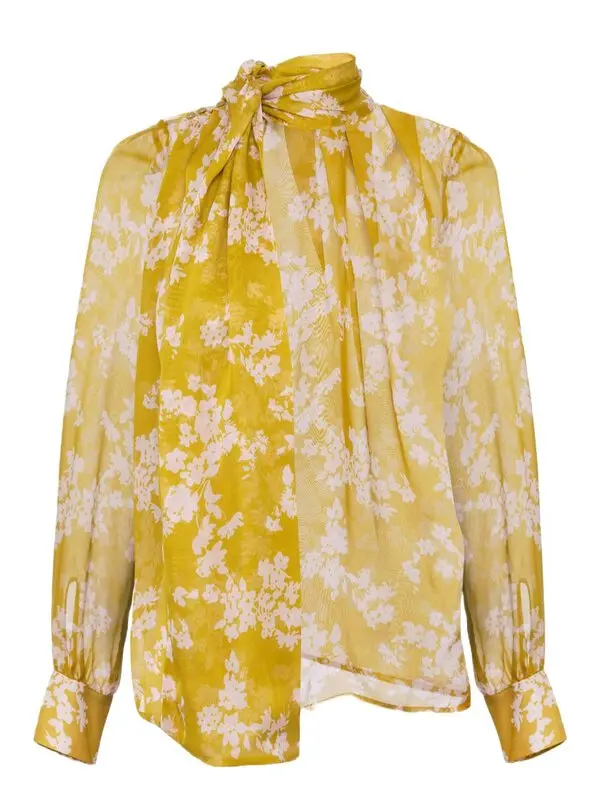 Elisabetta Franchi Floral Print Blouse - Curry/quartz