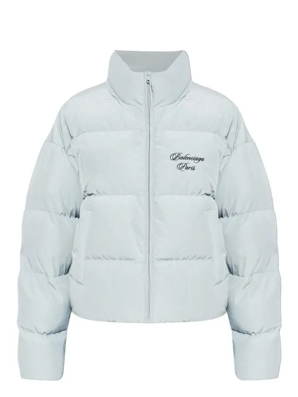 Balenciaga Logo Embroidered Zip-up Puffer Jacket - No