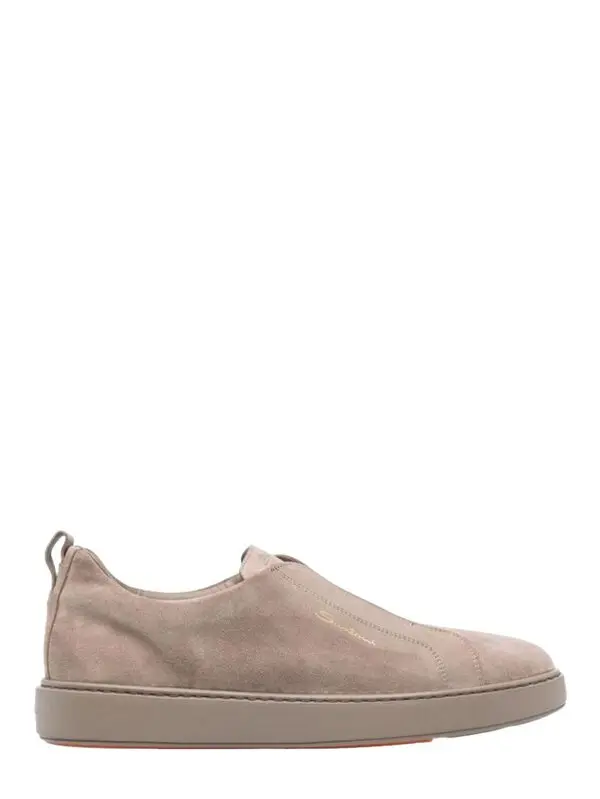 Santoni Logo Printed Slip-on Sneakers - Nude