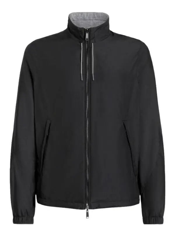 Zegna Zipped Stand Collar Jacket - Black/gray