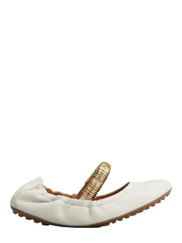 TOD'S Embellished Ballerina Flats With Metal Rings - White