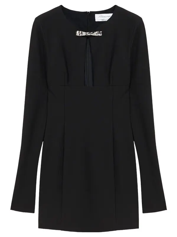 Blumarine Pin Decorated Compact Knitted Dress - Black