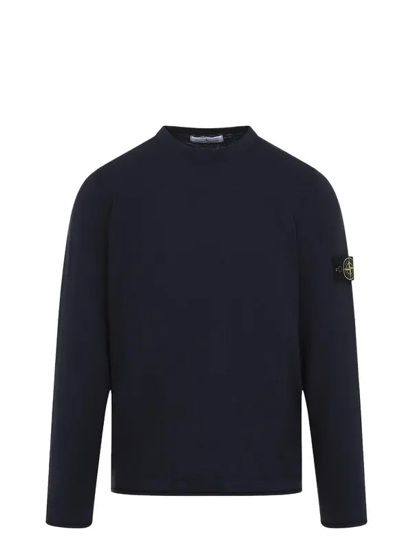 Stone Island Logo Patch Crewneck Sweatshirt - Blue