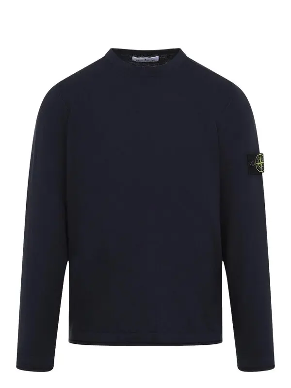Stone Island Logo Patch Crewneck Sweatshirt - Blue